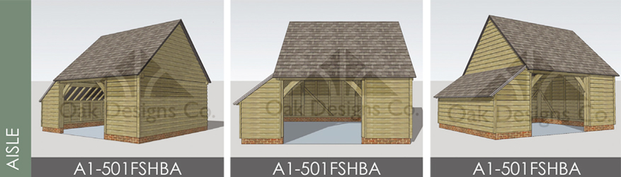 1 Bay Full Span Garage & Half Bay Attachment | Oak Designs