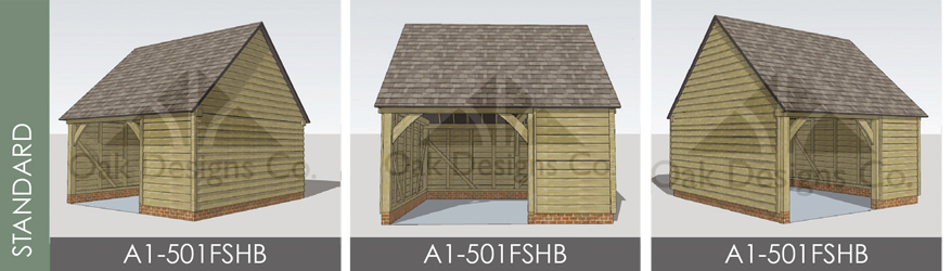1 Bay Full Span Garage & Half Bay Attachment | Oak Designs